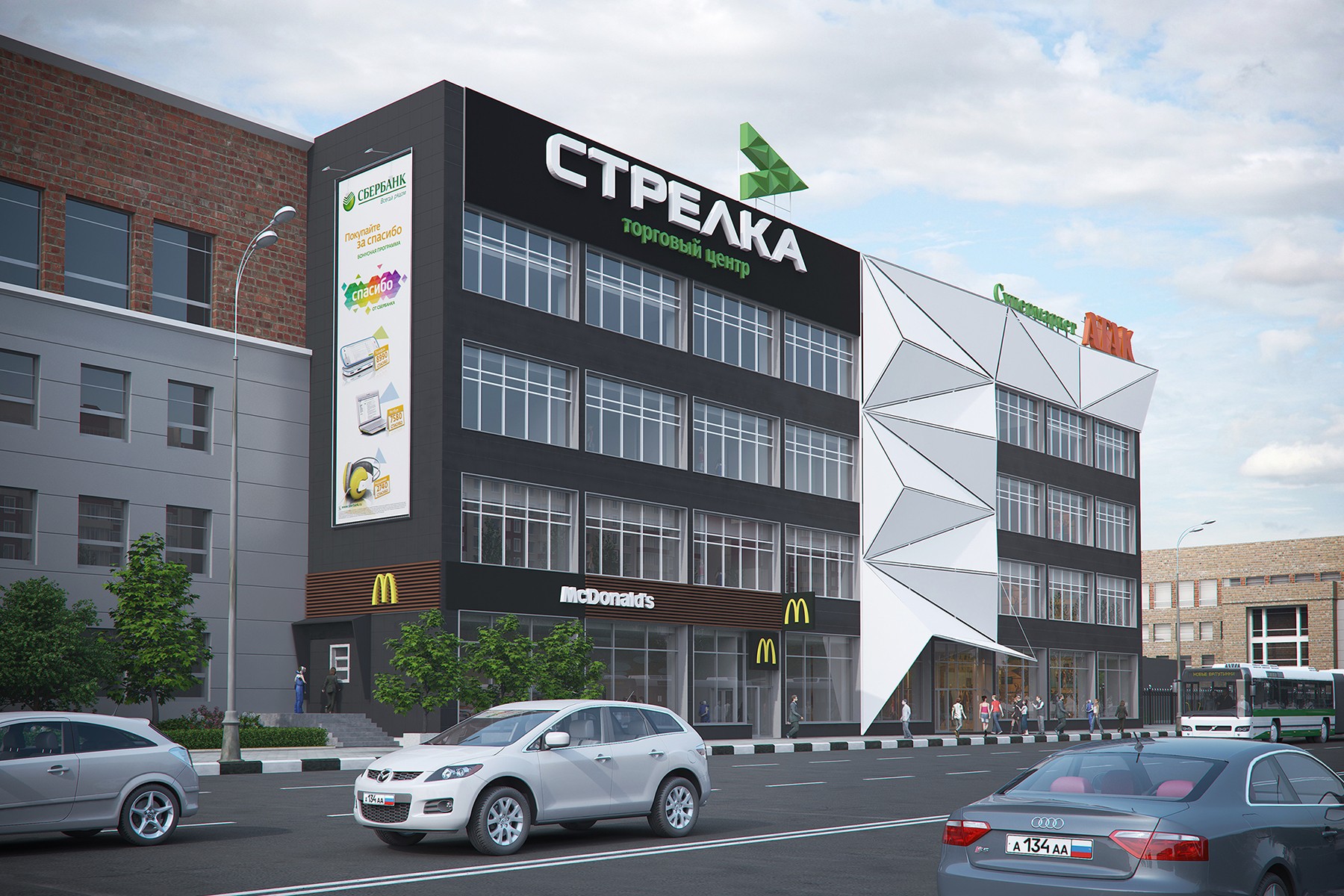 “Strelka” (Arrow) Shopping Center — Studio «ZELYONI»